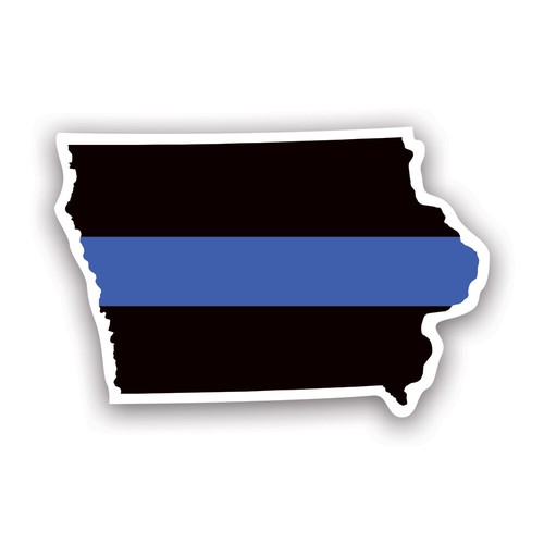 Iowa Shaped The Thin Blue Line Sticker Decal - Weatherproof - support ...