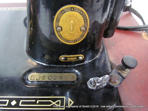 VINTAGE SINGER 99K Electric SEWING MACHINE W/ CASE, MANUAL & PRESSER ...