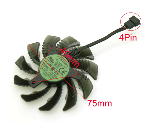 Cooling Fan for Gigabyte GTX1080ti 1080 1070 1060 75MM T128010SU 0.35A ...