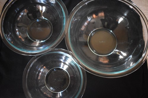 Set of 3 PYREX Clear Glass Nesting Mixing Bowls Made in USA | eBay