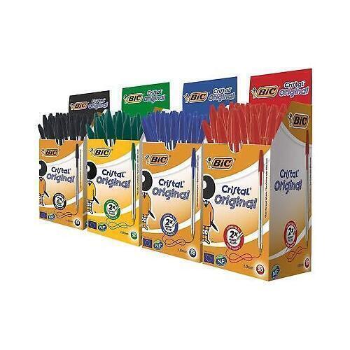 BIC Cristal Medium BallPoint Pens Biros Ball Point Biros Black,Blue,Red ...