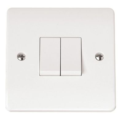 2 Gang 2 Way Light Switch - White Plastic Plate Switch - Click Mode ...