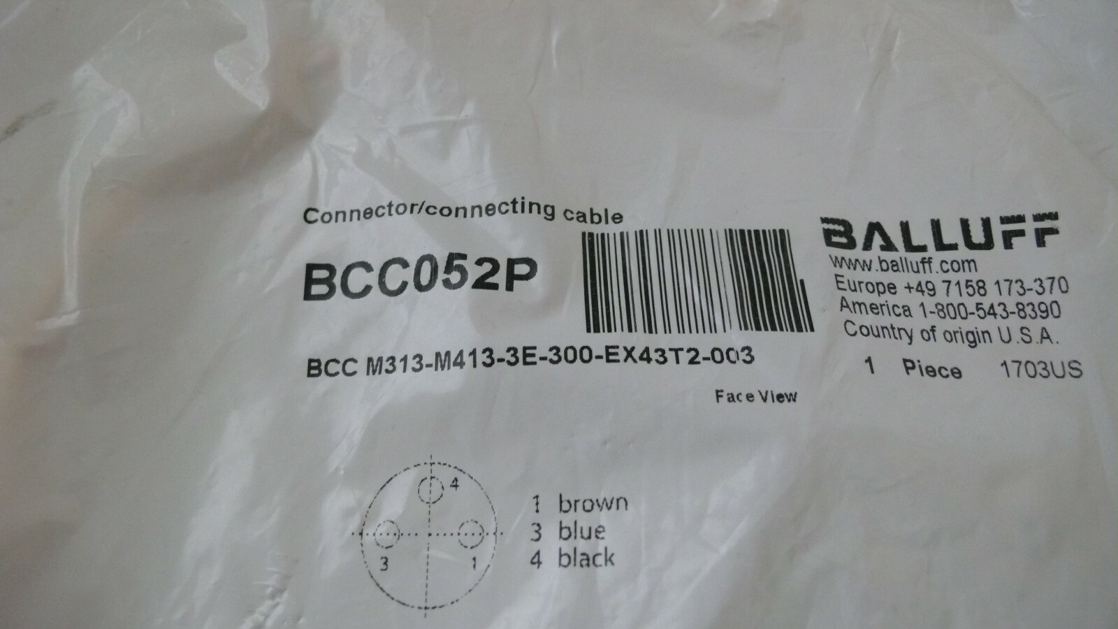 BALLUFF BCC052P CONNECTOR CABLE | eBay