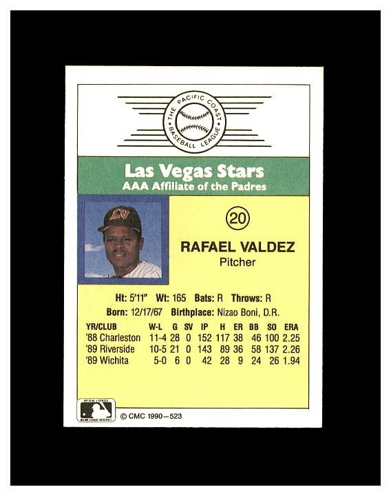 1990 Las Vegas Stars CMC #20 Rafael Valdez | eBay