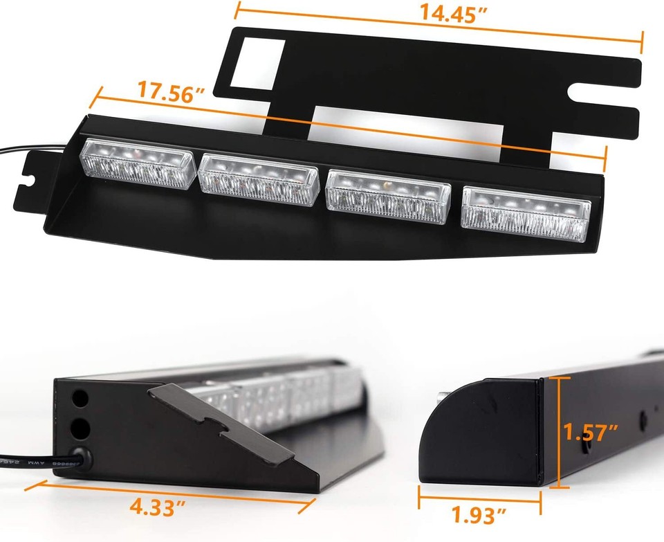 34" 32 LED Car Emergency Warning Visor Split Deck Strobe Light Bar ...