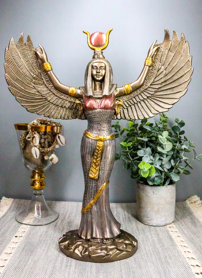 12"H Egyptian Theme Isis With Open Wings Goddess of Magic & Nature ...