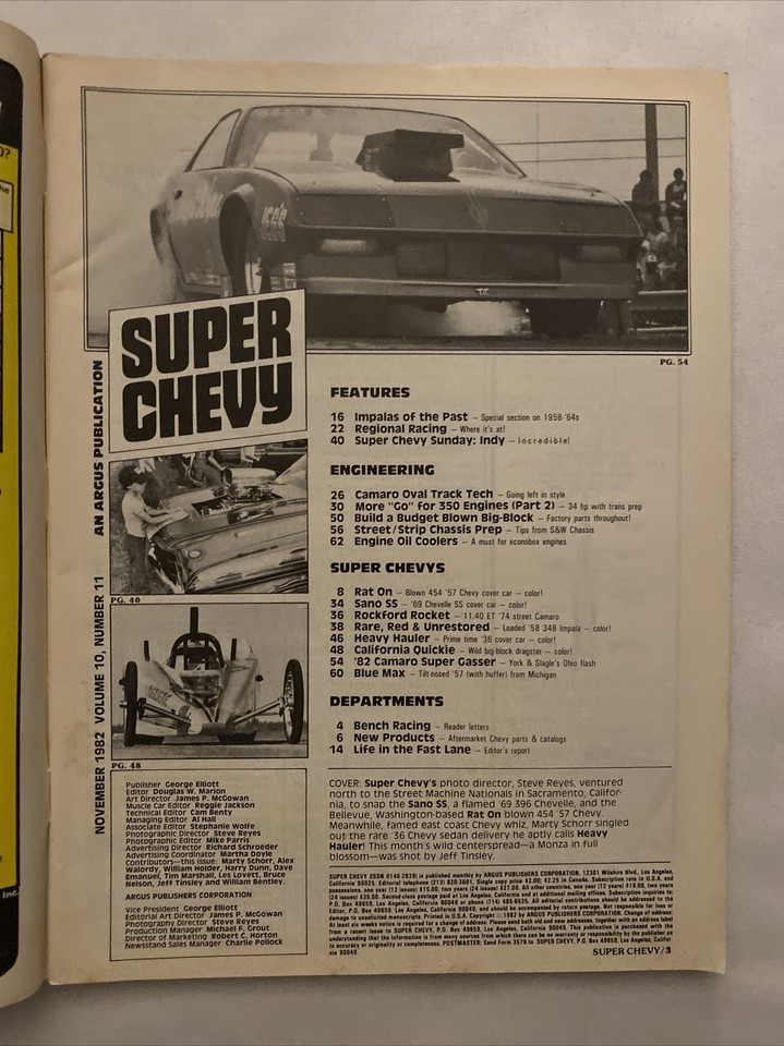 1982 November Super Chevy Magazine Looking At Impalas Of The Past ...