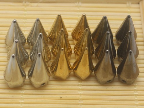 100 Metallic Silver Gold Gunblack Acrylic Rock Punk Spike Taper Stud ...