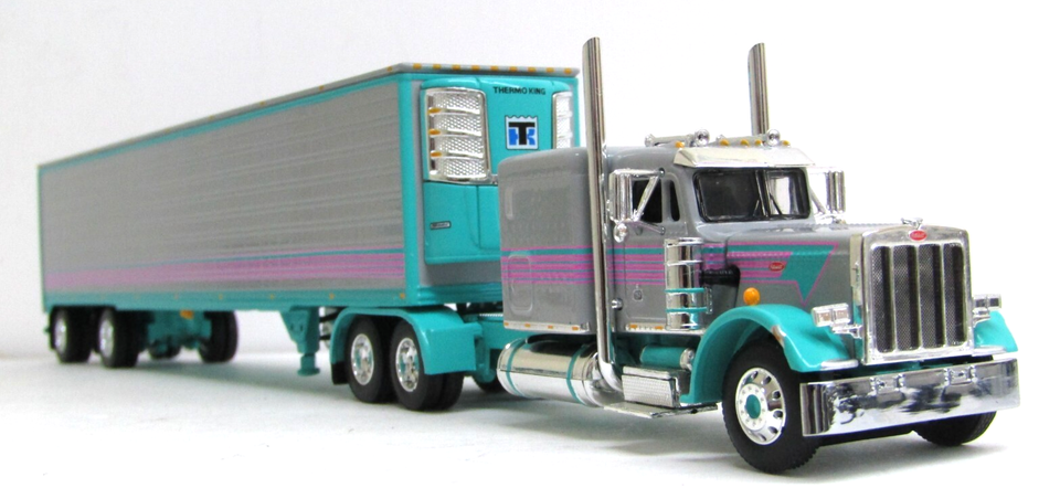 DCP gray/teal Peterbilt 359 flattop reefer trailer 60-2064 1/64 ...