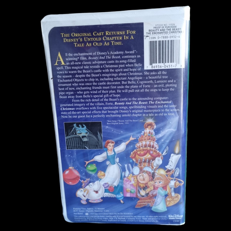 Beauty and the Beast: THE Enchanted Christmas (VHS, 1997) WHITE ...