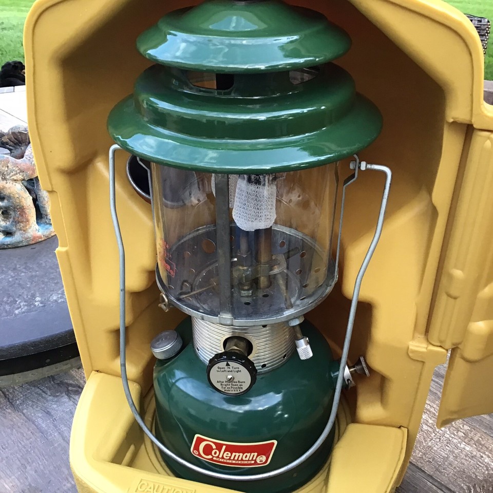 Vintage 1965 Coleman Model 220F 228F Dual Two Mantle Green Gas Camping ...