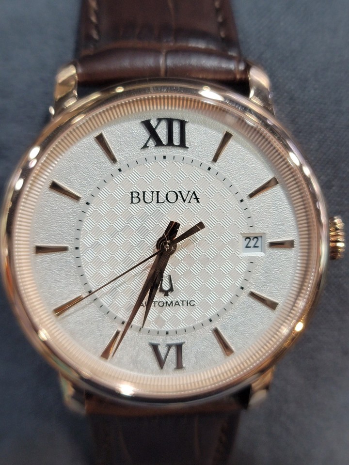 Bulova Men's Classic Hudson Automatic Calendar Brown Leather Watch 39 ...