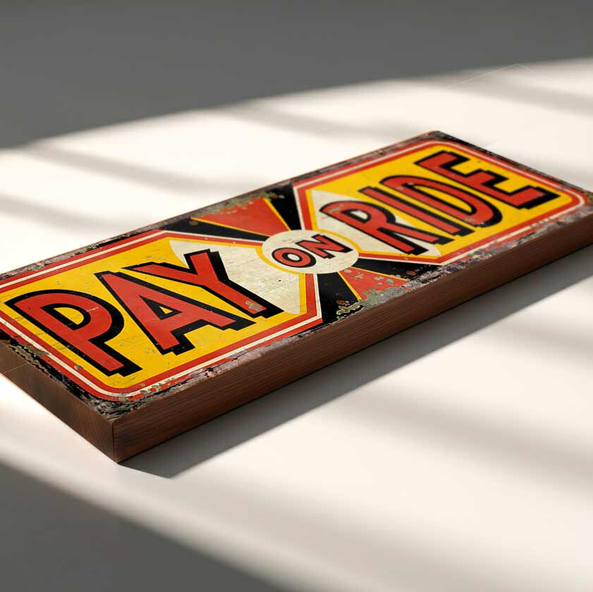Pay on Ride Funfair Sign Retro Vintage Style Handmade Fun Fair Wood ...