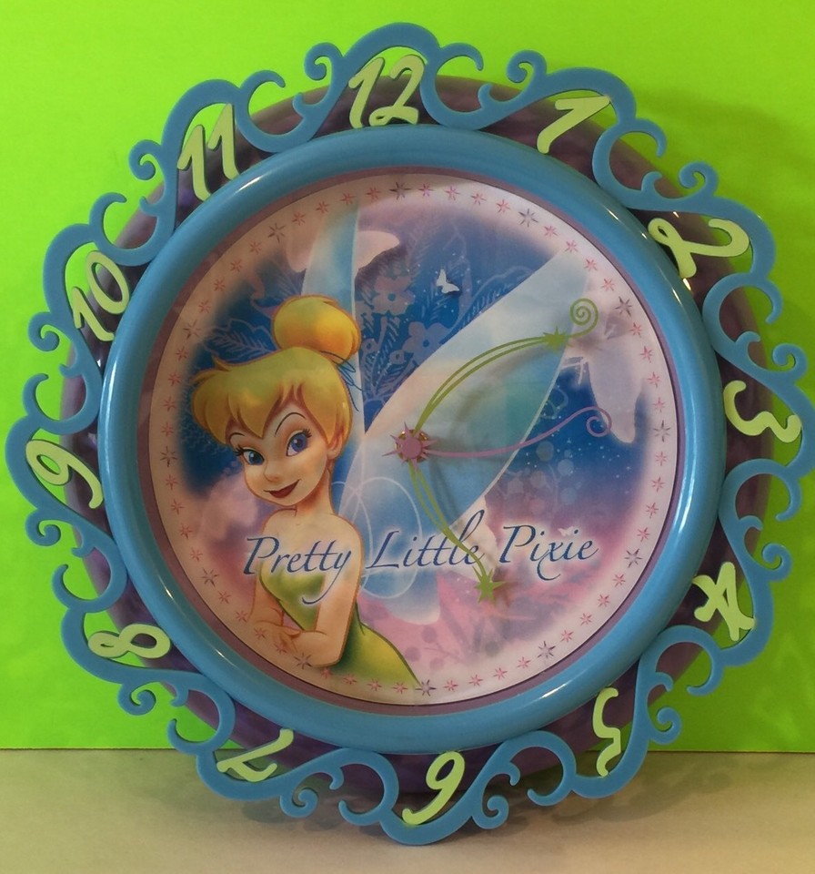 Tinker Bell Pretty Little Pixie Flora Magic Wall Clock Blue And Green ...