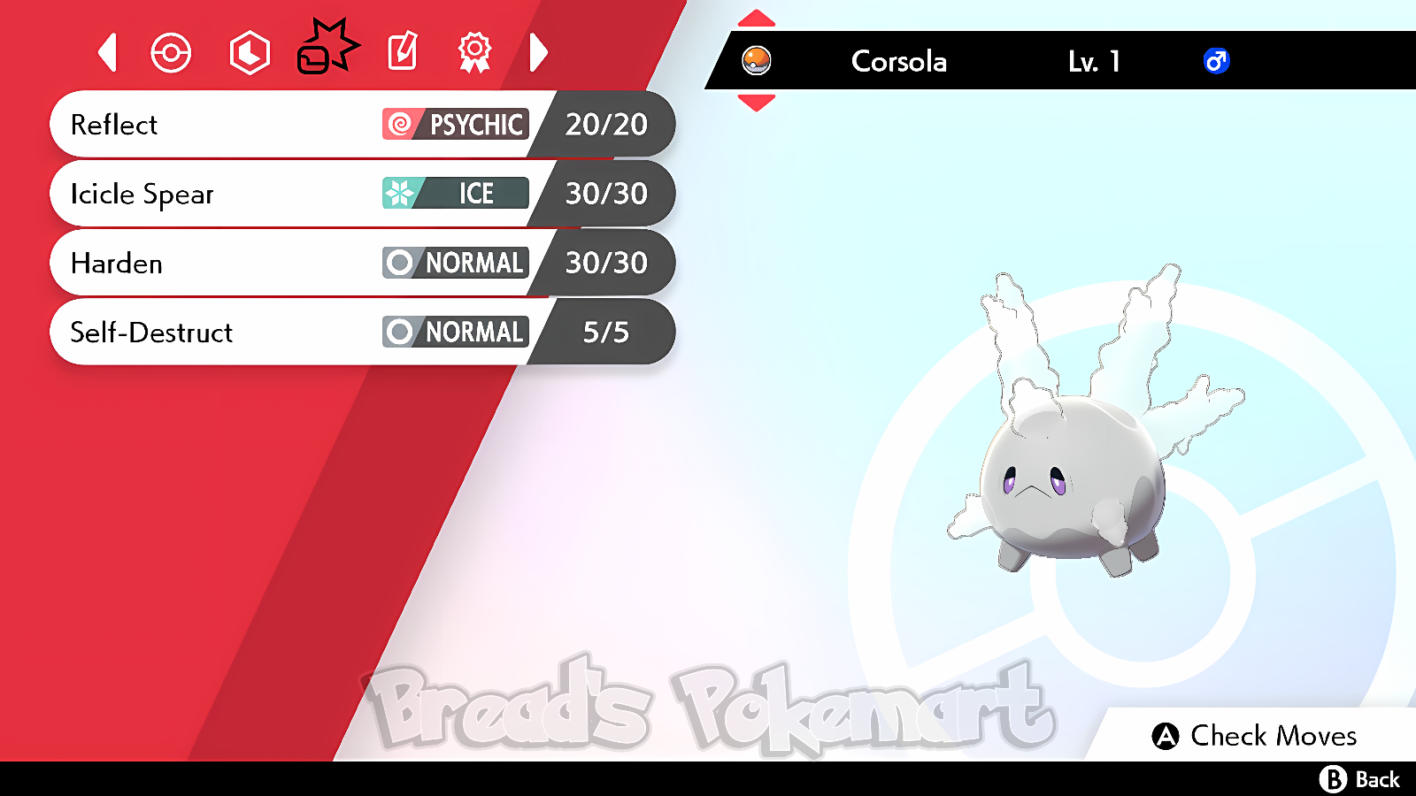 CORSOLA Galar Ultra Square SHINY 6IV Pokemon SWORD and SHIELD lv1 ...