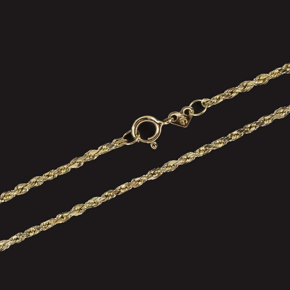 10k YELLOW GOLD ROPE CHAIN 16.5 INCH 1.2mm NECKLACE CLASSIC TWIST MENS ...