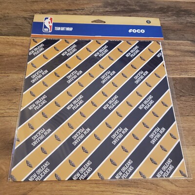 FOCO NEW NEW ORLEANS PELICANS WRAPPING PAPER NBA 3 SHEETS OF 20" x 30 ...