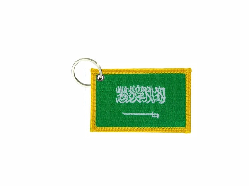 Keychain keyring embroidered embroidery patch double sided flag saudi ...