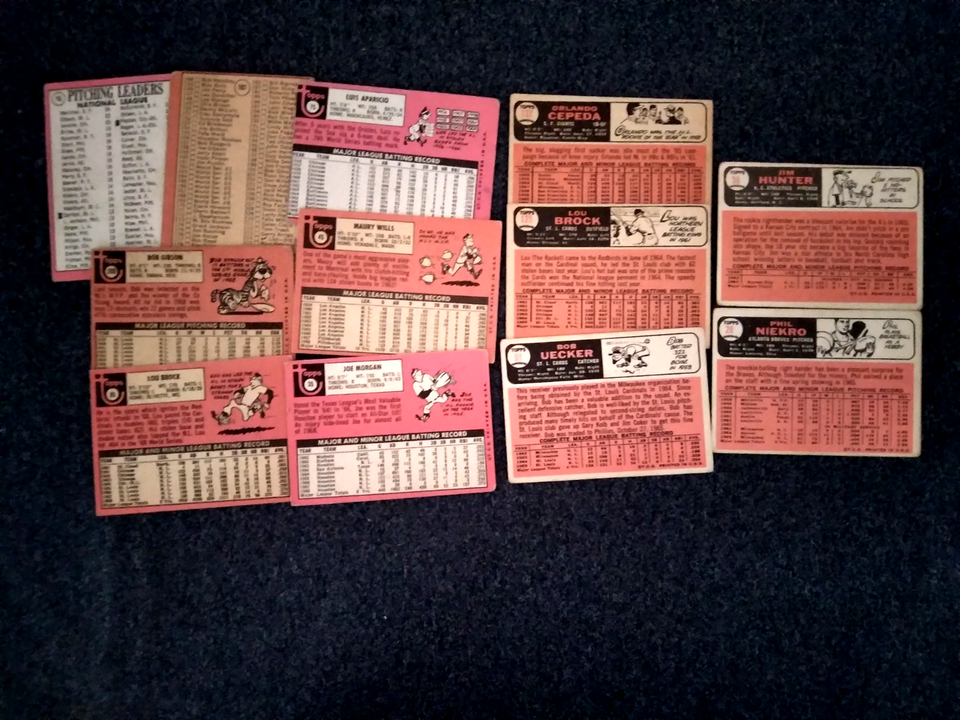 1966 1969 Topps Gibson Brock Cepeda Uecker Morgan Hunter Jenkins ...