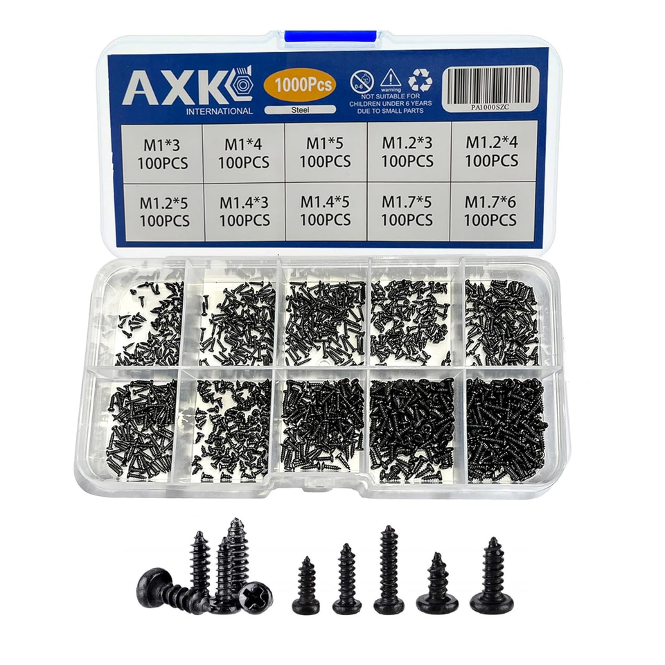 1000PCS Micro Self Tapping Screws Kit (M1/M1.2/M1.4/M1.7) - Phillips ...