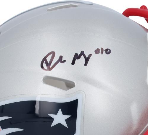 Drake Maye New England Patriots Autographed Riddell Speed Mini Helmet ...