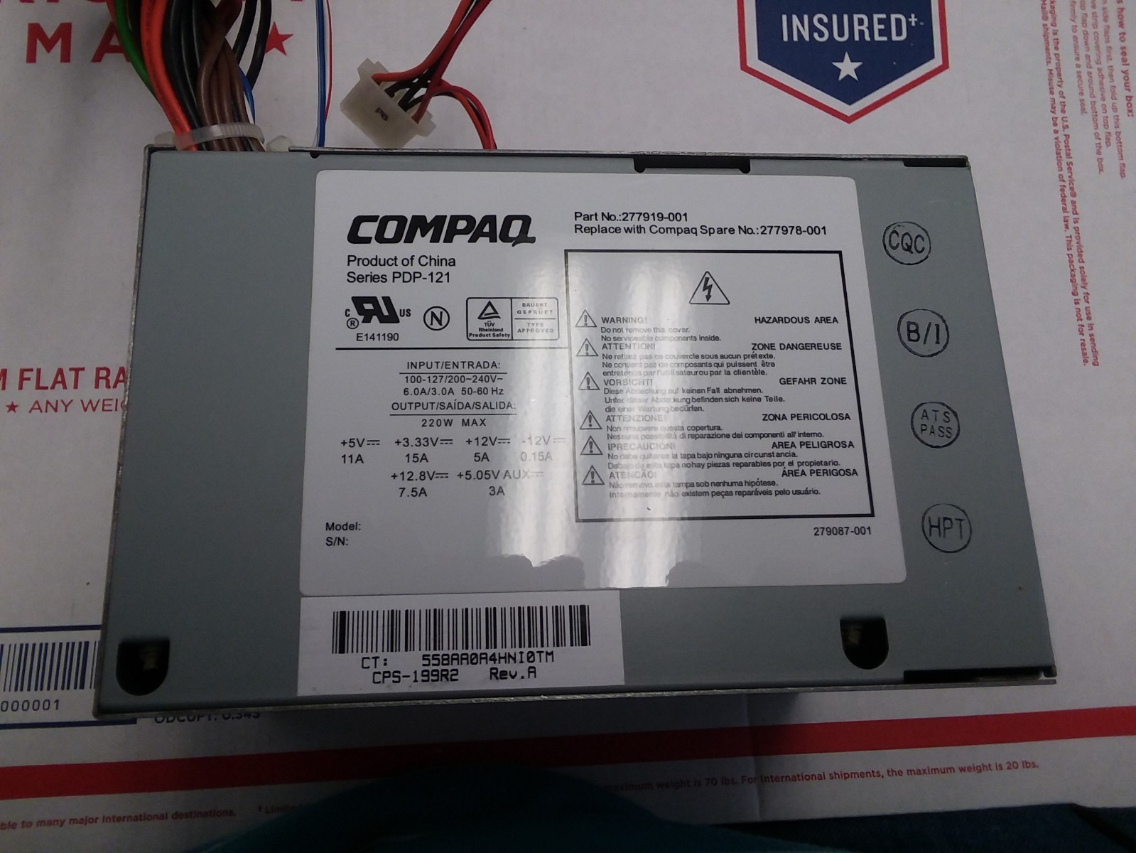 COMPAQ Power Supply PDP-121 220W 277919-001 #7203 | eBay