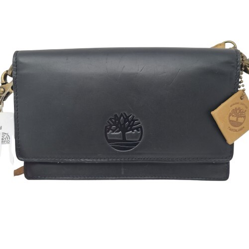 Timberland Black Leather Crossbody Bag Wallet Purse RFID Blocking One ...