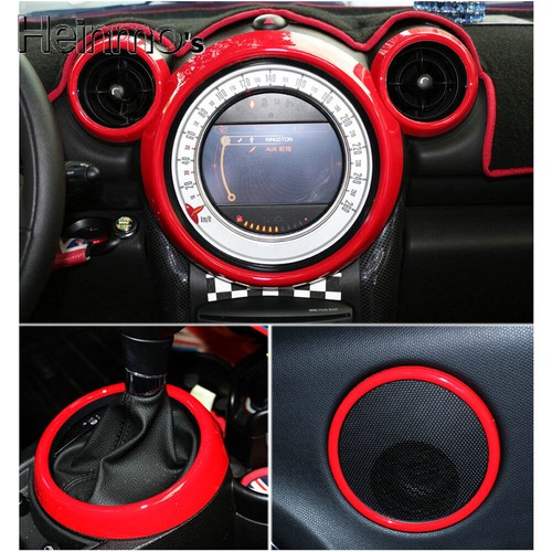 8pcs Car Interior Rings Cover Trim Decoration Red For MINI Cooper ...