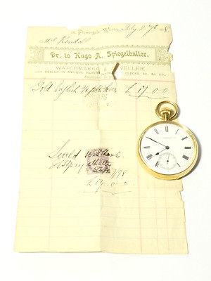 1896 18ct Gold Pocket Watch H.A. SPIEGELHALTER WHITBY with Receipt ...