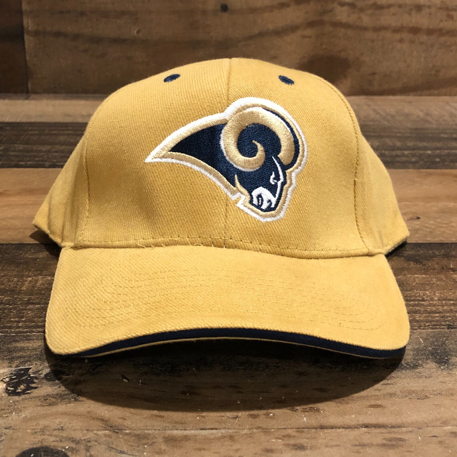 St Louis Rams Hat Strapback Cap Mens Gold Los Angeles Old Logo NFL ...