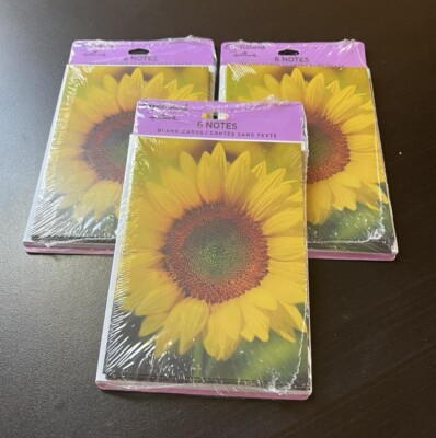 Hallmark Expressions SUNFLOWER Blank Note Cards. 6 Cards Per Pack, 3 ...