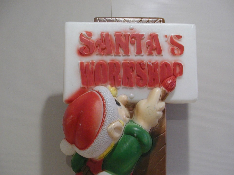 Vintage General Foam Elf Santa's Workshop Lighted Christmas Blow Mold ...
