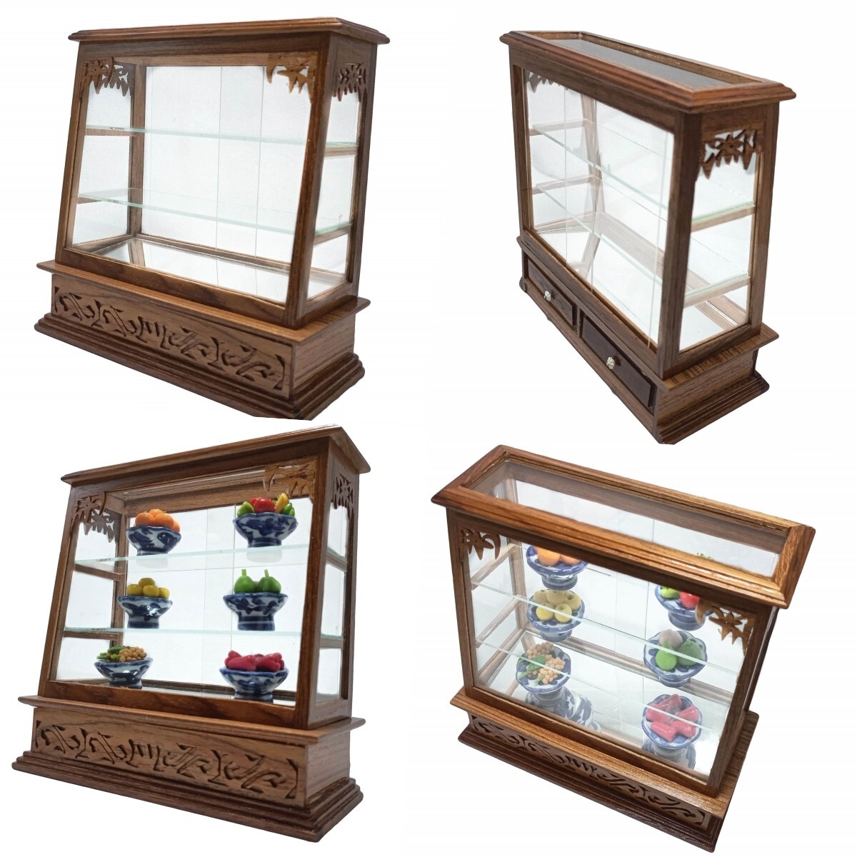 Miniature Display Cabinet Doll House Cupboard Drawers Tea Room Bakery ...