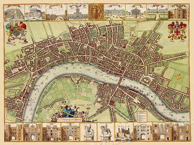 London 1680's Interesting Historic Old City Map - 24x32 | eBay