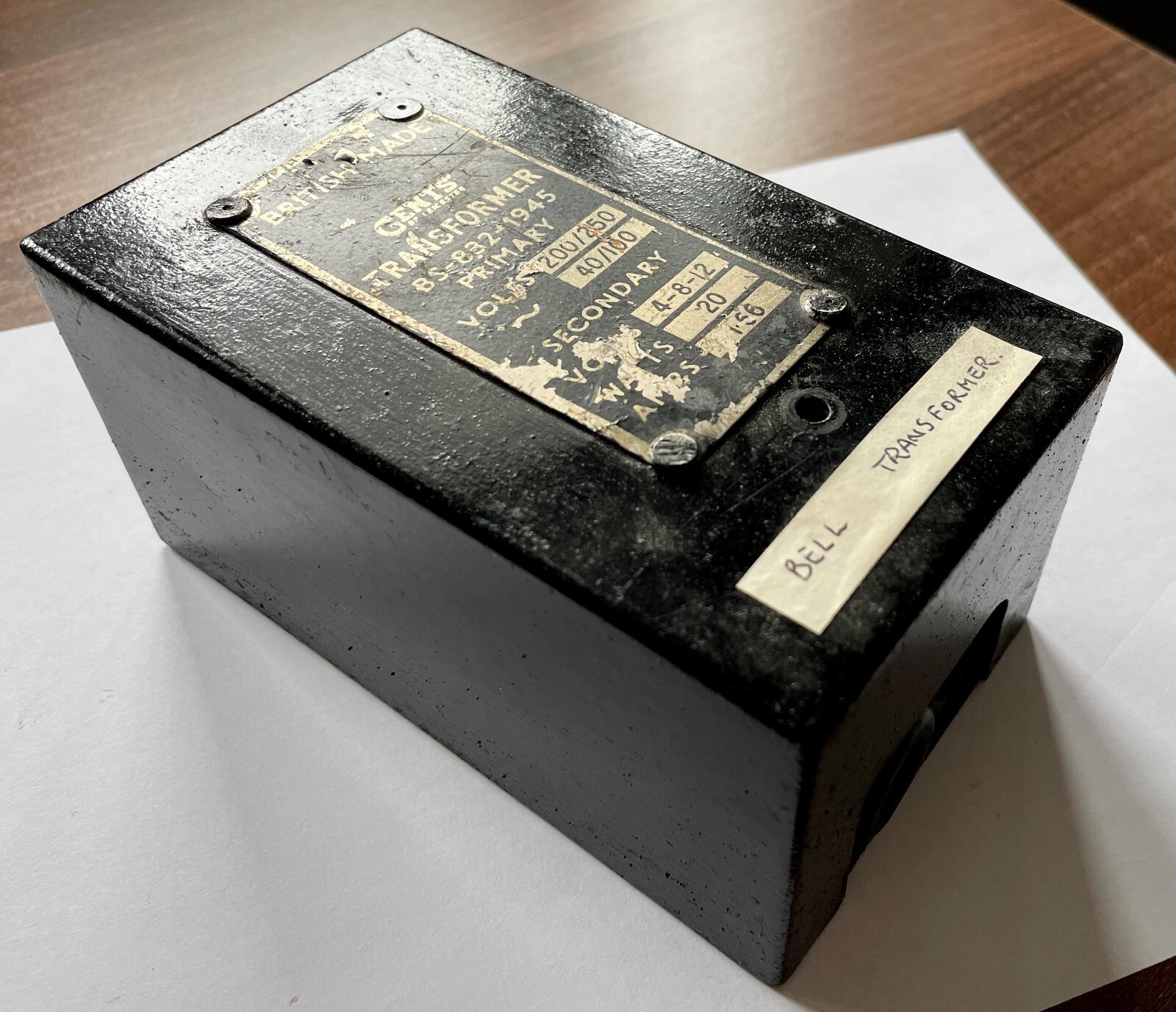 Gents of Leicester Bell Transformer - Made in Britain in 1945 - Works ...