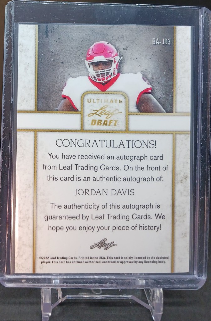 2022 Leaf Ultimate Draft Silver Spectrum #3/25 Jordan Davis JD3 Rookie ...