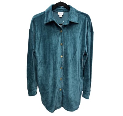 Medium LuLaRoe Abigail Shacket Teal With Pockets Corduroy Stretchy Fits ...