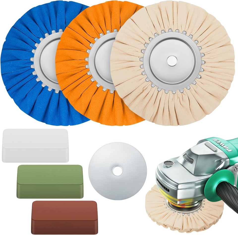 7 Pcs 8" Airway Buffing Wheel Kit in Diameter 5/8" in Arbor Hole ...