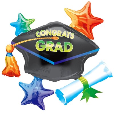 Congrats Grad Cluster Graduation 31" Super Shape Foil Balloon Party ...