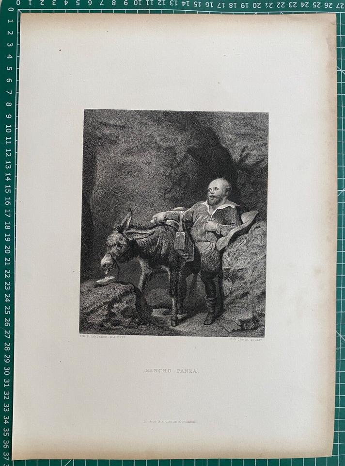 1879 Antique Print: Sancho Panza after Edwin Landseer | eBay