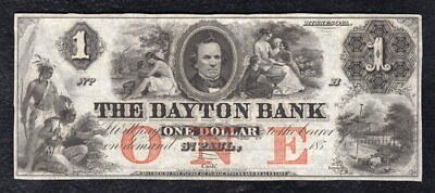1850’s $1 THE DAYTON BANK ST. PAUL, MINNESOTA OBSOLETE NOTE ...