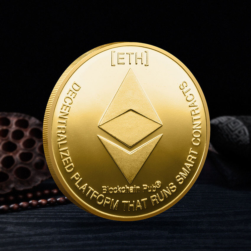 ETH Metal Ethereum Coin Commemorative Coin Crypto Novelty Medal Gold ...