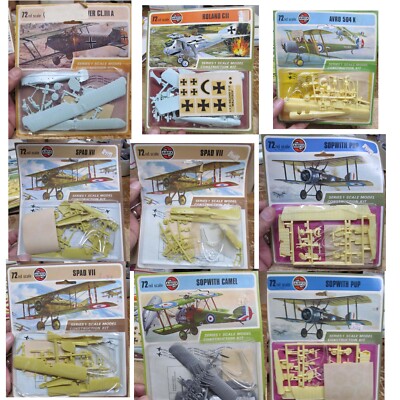 9 Vintage Airfix Model Construction Kits Sopwith Roland Auro Airplanes ...