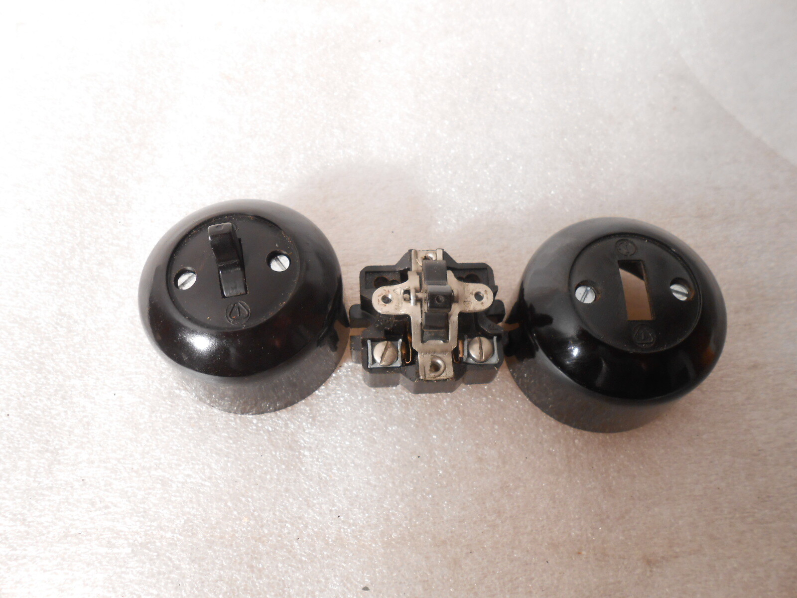 Bakelit Licht Kipp Schalter Ausschalter AP schwarz alt antik Steckdose ...