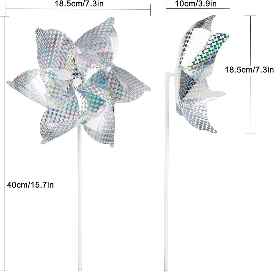 SUNPRO Reflective Pinwheels,10-Pack Extra Sparkly Pinwheels for Garden ...