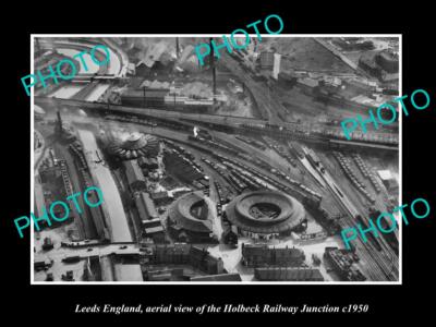 OLD 8x6 HISTORIC PHOTO LEEDS ENGLAND AERIAL VIEW HOLBECK RAILWAY c1950 ...