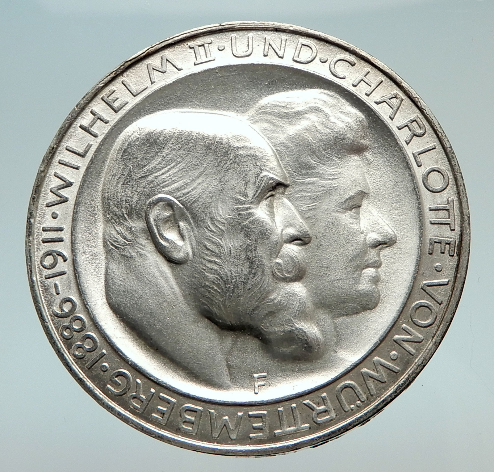 1911 Germany GERMAN STATES Wurttemberg w WILHELM II Antique Silver Coin ...