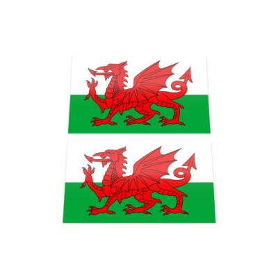 2x WALES FLAG Welsh Cymru Laminated Car, Bumper, Laptop Vinyl Decal ...