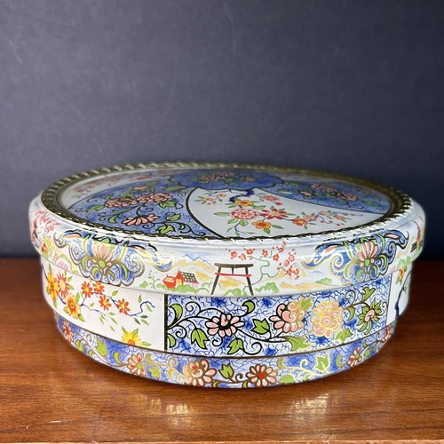 Vintage Stepped Floral Tin Box Round made in Holland. JC | eBay
