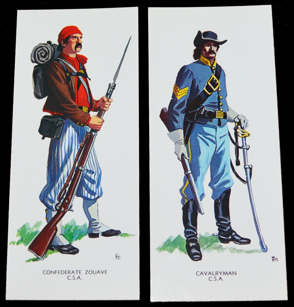 Civil War Confederate Uniform Infantry Artillery Cavalry 7 Art Cards In ...